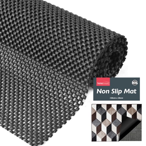 Black Anti Slip Mat Roll 150x30cm | Grip Matting Matt Drawer Liner ...