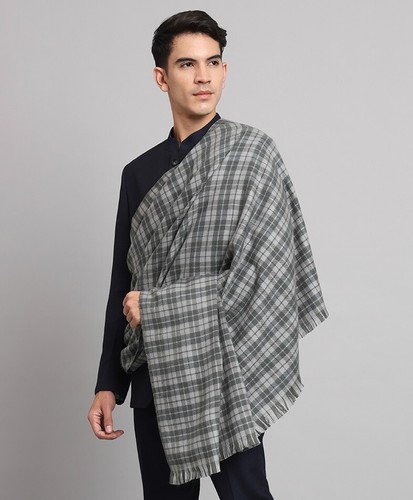 CHECKED HANDMADE COZY SAWATI WOOL THROW PASHTUN SHAWL SCARF WRAP MENS ...