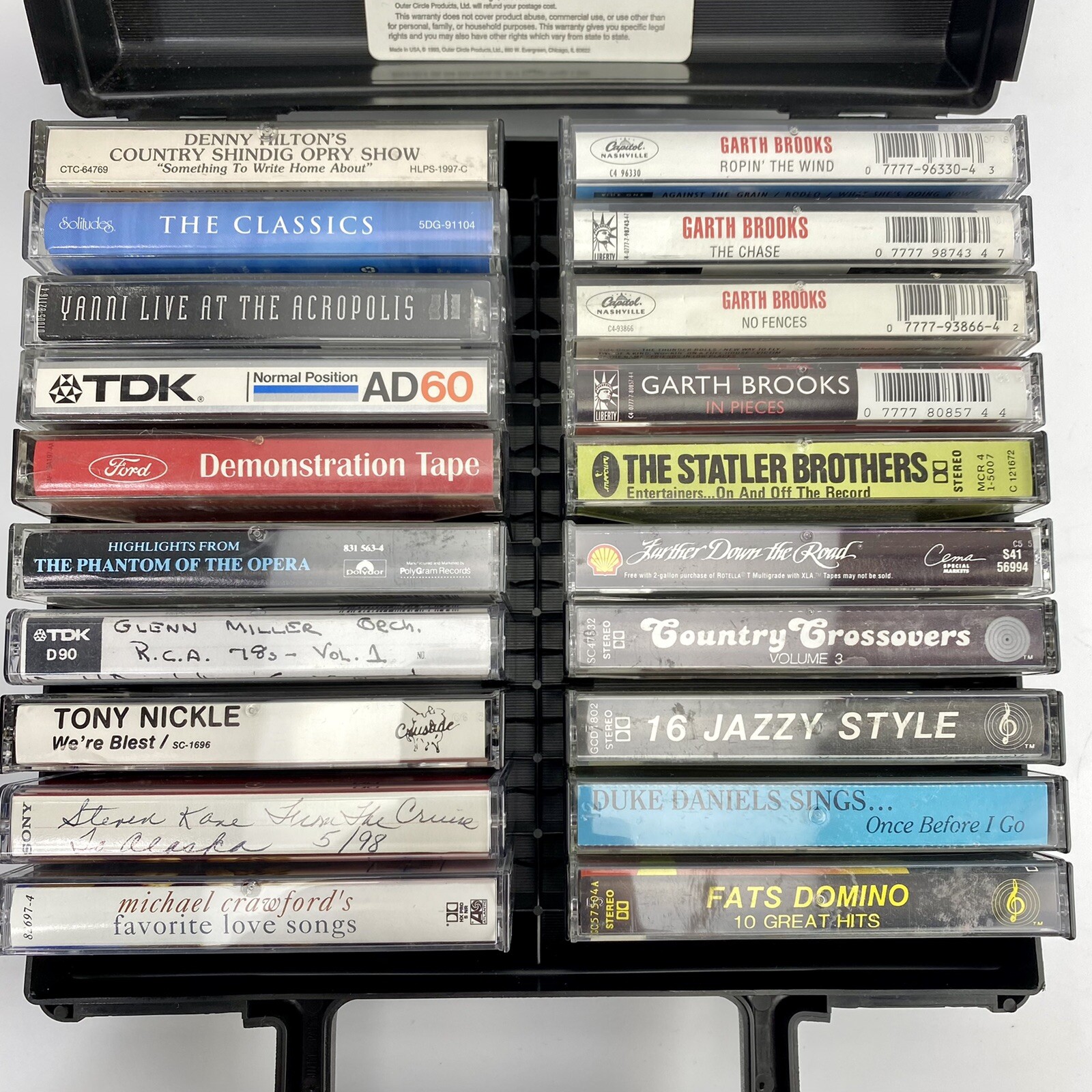 Vintage 90s CLIK!CASE Black Plastic Cassette 20 Tapes w County, Garth ...
