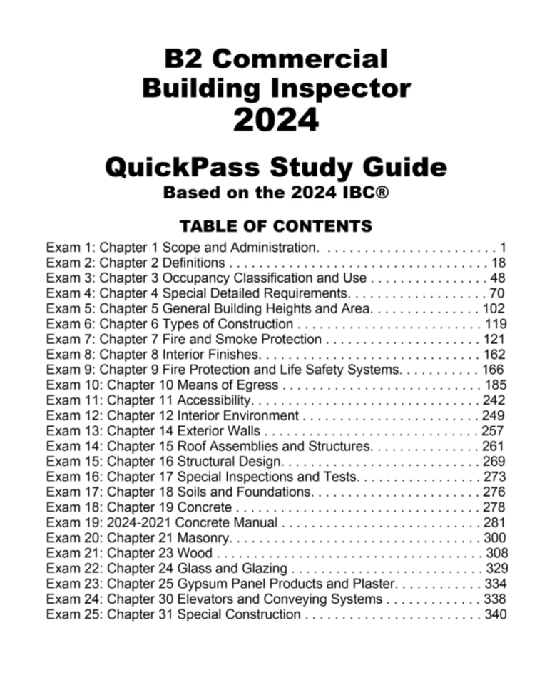 B2 Commercial Building Inspector QuickPass Study Guide Based On 2024 ...