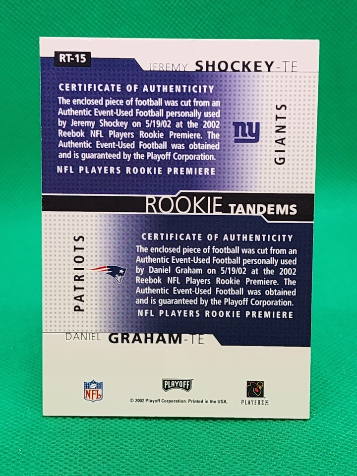 2002 Playoff Honors Jeremy Shockey Daniel Graham Rookie Ball #RT-15 | eBay