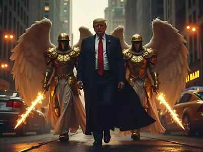 F68F DONALD TRUMP WITH GUARDIAN ANGELS Photo Magnet Decal Poster Metal ...