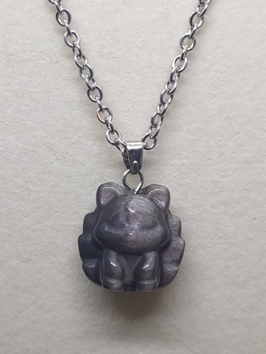 SILVER SHEEN OBSIDIAN Crystal Nine Tail Fox Pendant Necklace 18" | eBay