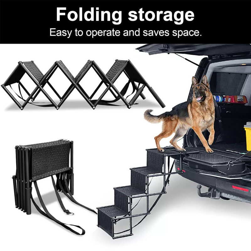 Portable Pet Dog Ramp Car Boot Access Lightweight Folding Steps Ladder ...