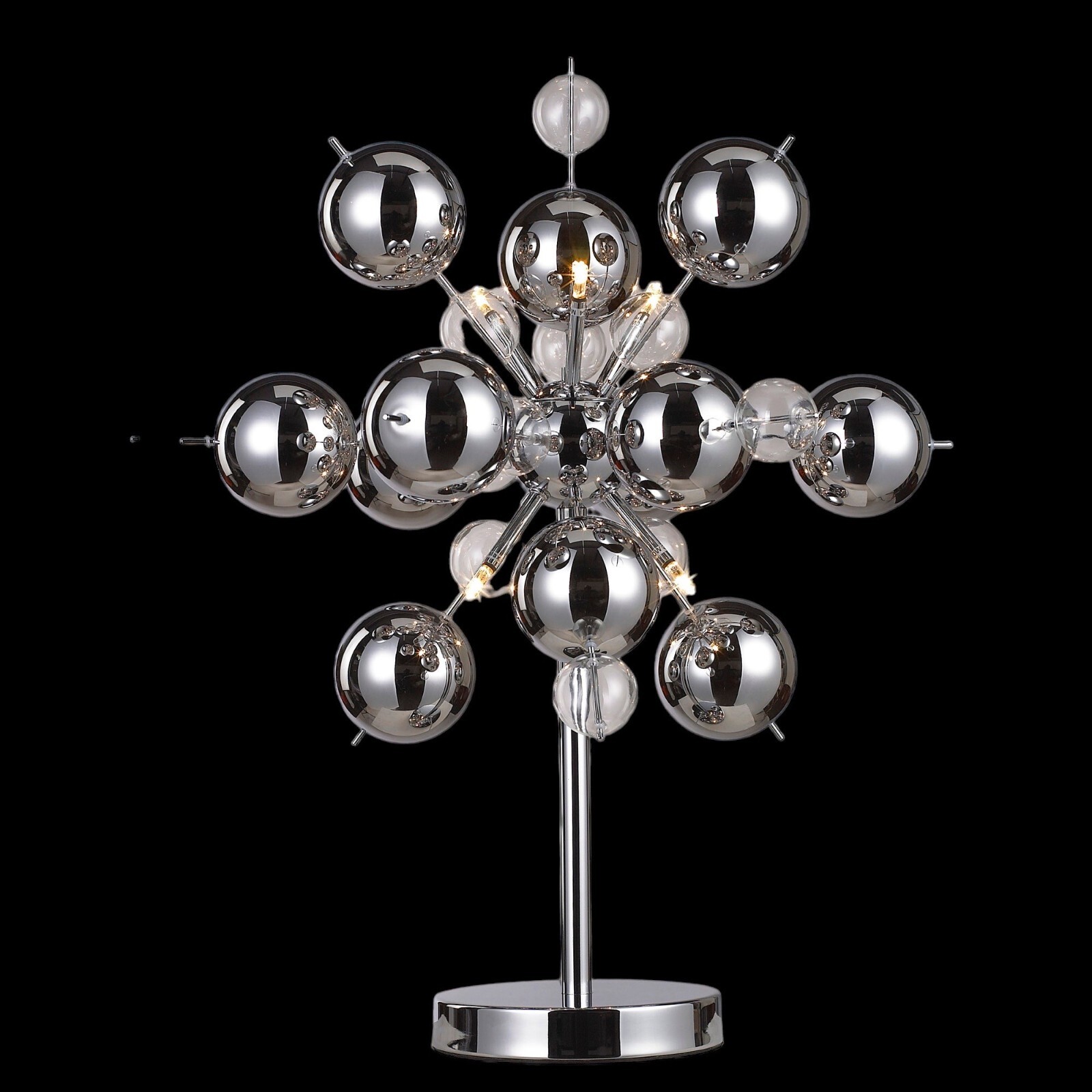 Molecular Chrome & Clear Glass Ball Table Lamp Light Lighting NEW Boxed ...