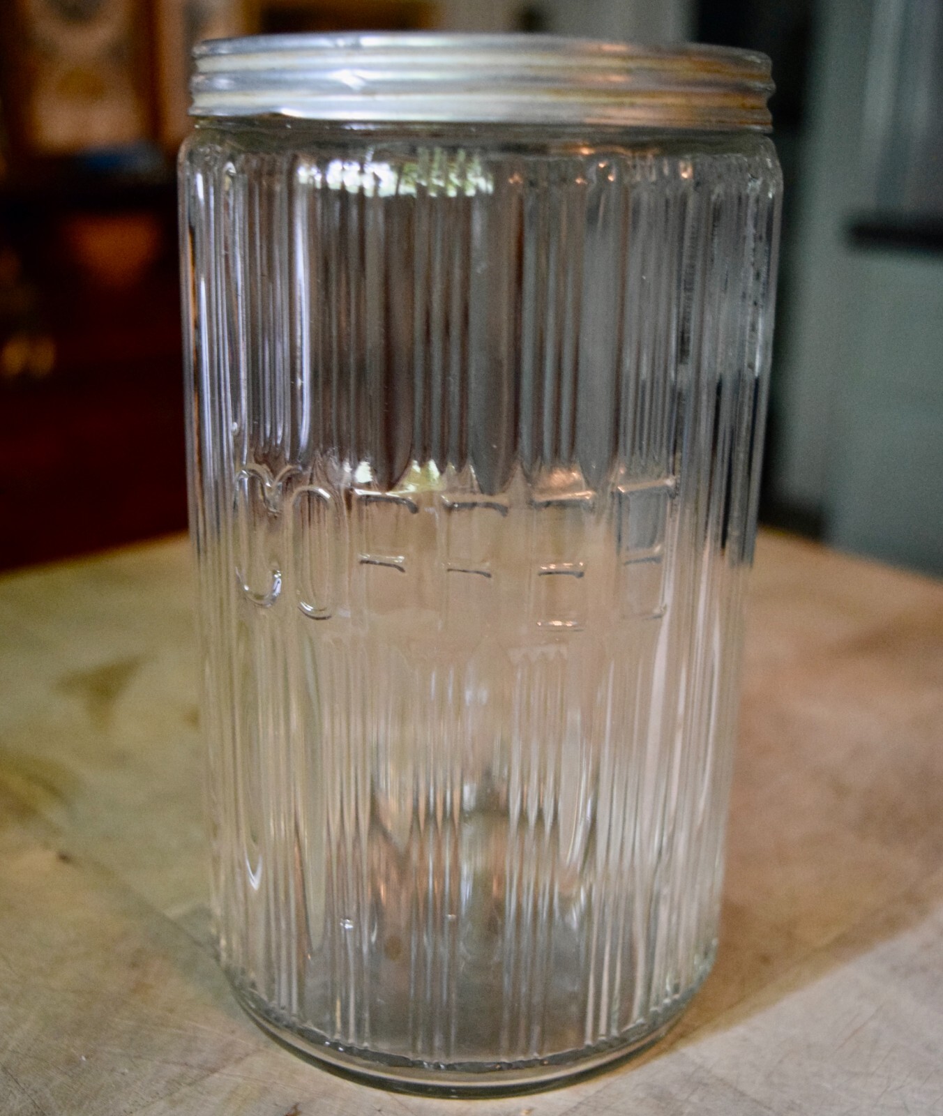 Vintage Hoosier Ribbed Glass Coffee Jar #8658 | eBay