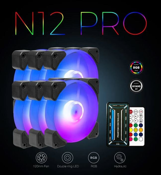 Alseye NEO N12 Pro 6 Pack RGB 120mm PC Computer Case Fans w/Controller ...