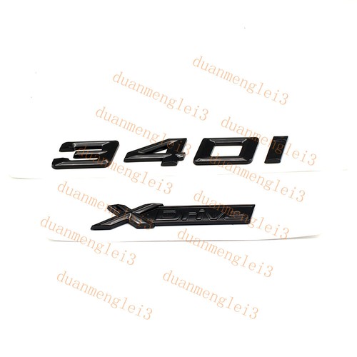 For 3 Series Gloss Black Emblem 340i + XDrive Number Letters Rear Trunk ...