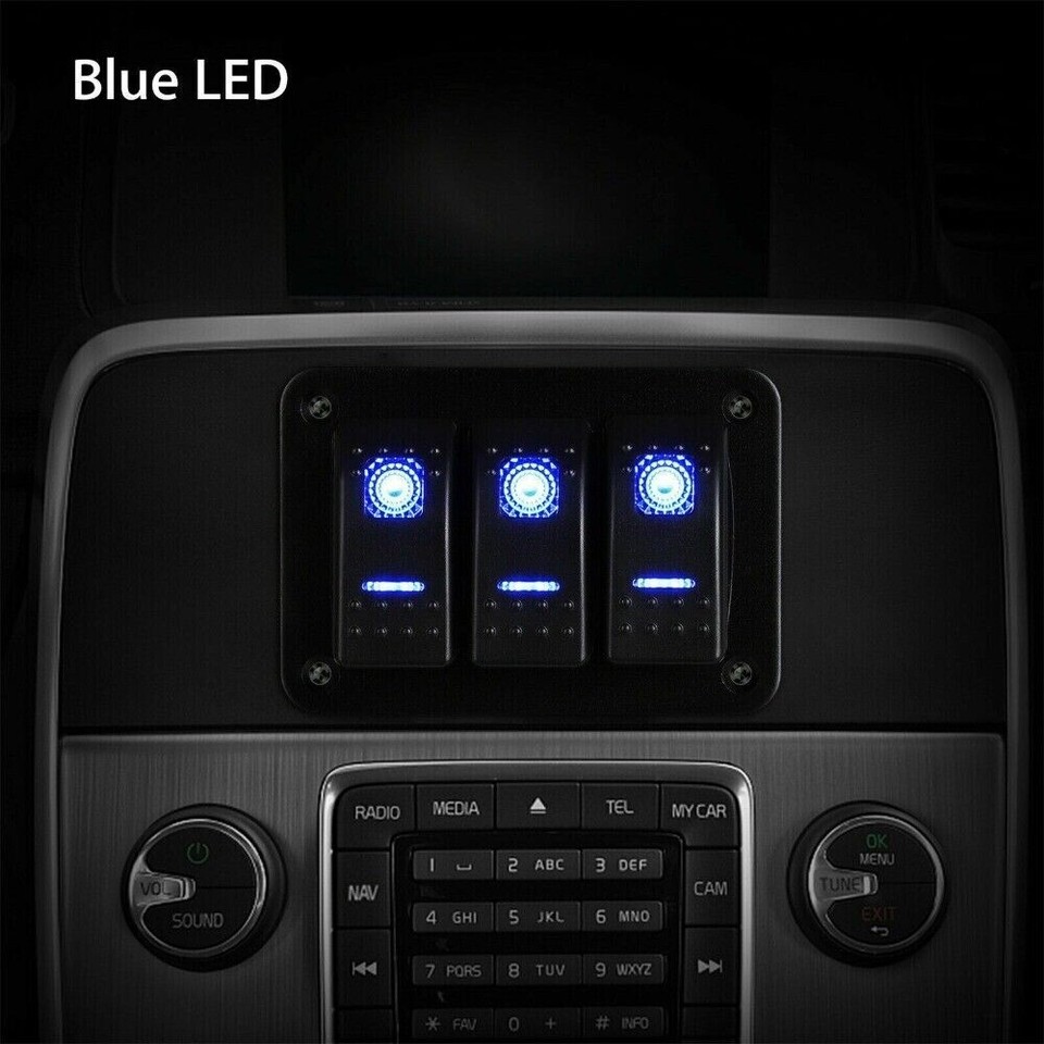 3-Position Toggle Rocker Switch Panel LED 12V-24V Car/Boat/Marine/RV ...