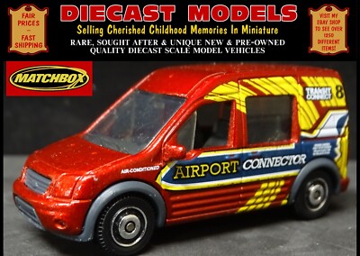 RED FORD TRANSIT CONNECT CAR VAN AIRPORT TAXI; MATCHBOX 1:64 SCALE ...