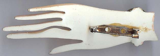 VINTAGE PAINTED & JEWELED PLASTIC ELEGANT HAND PIN BROOCH | eBay