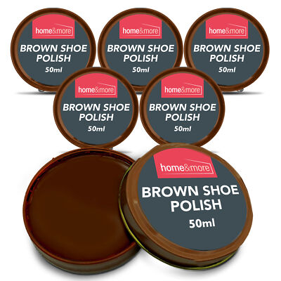 6pk Wax Shoe Polish Brown x 50ml Traditional Leather Boot Shine Cleaner ...
