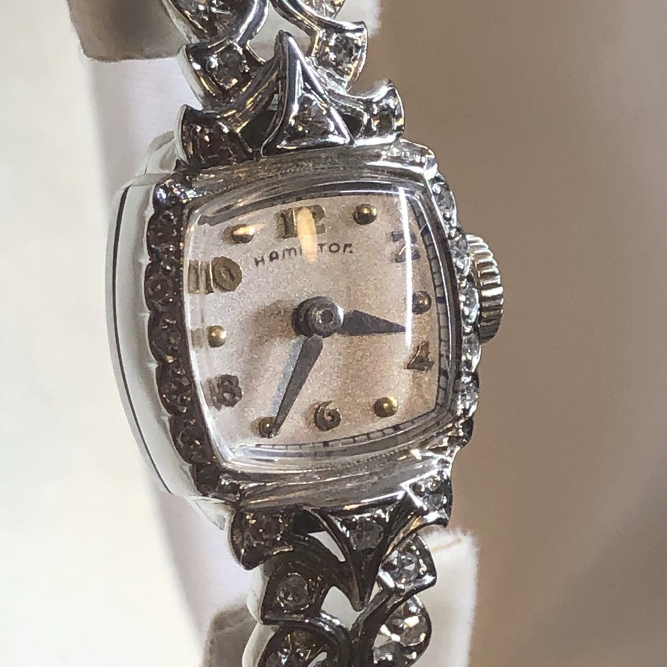 HAMILTON 14K White Gold & Diamond Ladies Watch | eBay