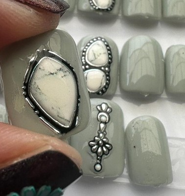 Handcrafted Press On Nails Short Square, 14 Nails For Fit | eBay