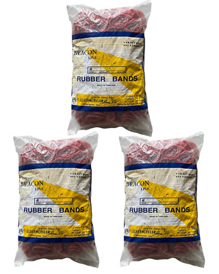 3 bags Beacon Line 1LB Strong Heavy Duty Red Rubber Bands Size #30 Fast ...