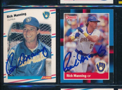Lot (2) Rick Manning Fleer #168 Topps #486 Signed Autograph (AF26 ...
