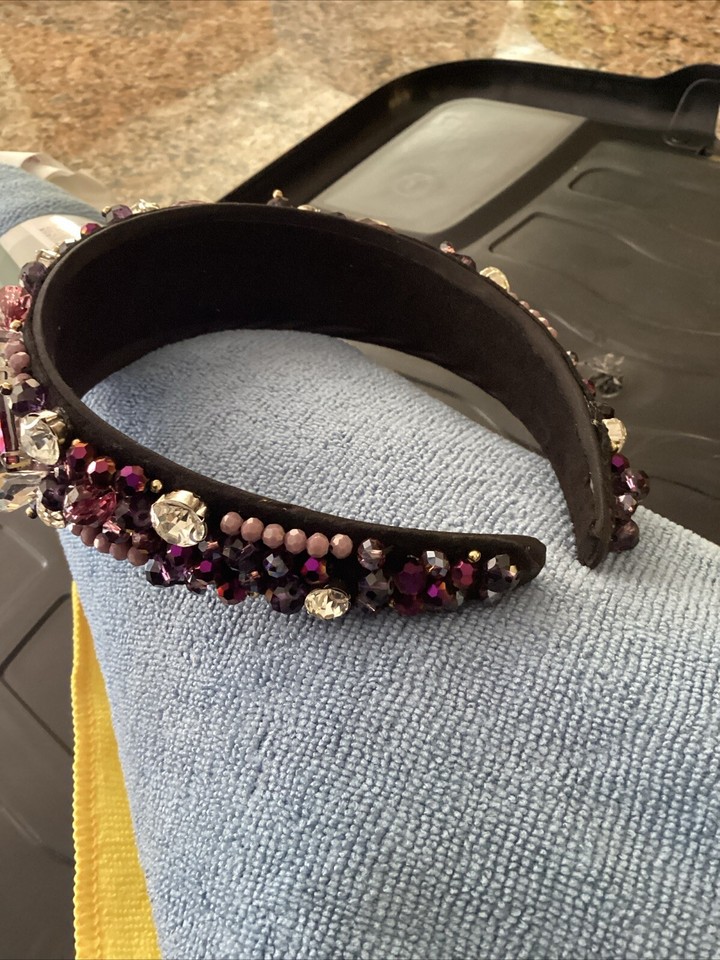 womens hair bands alice bands Wide Crystals Gems Hair Band Clear Purple ...