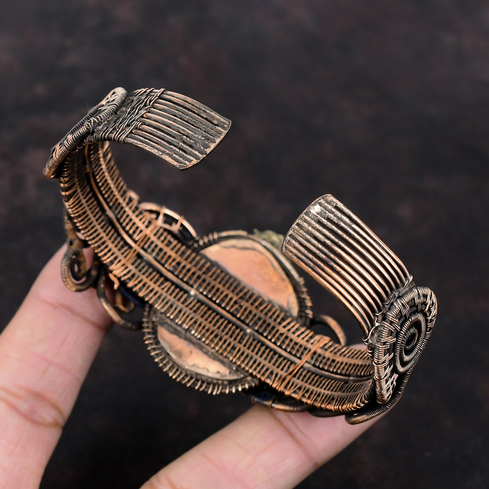 Gift For Women Wire Wrapped Flower Adjustable Cuff Copper Titanium ...
