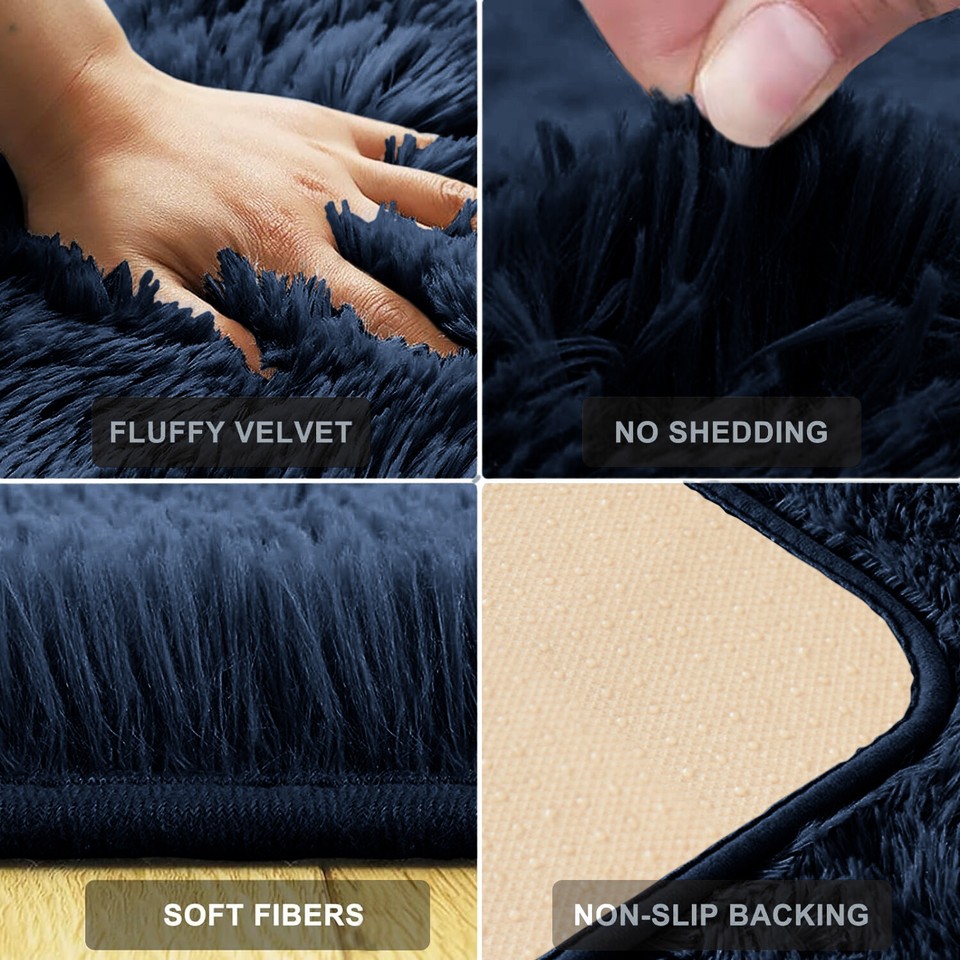 Shaggy Fluffy Area Rug Anti Skid Living Room Bedroom Carpet Ultra Soft ...