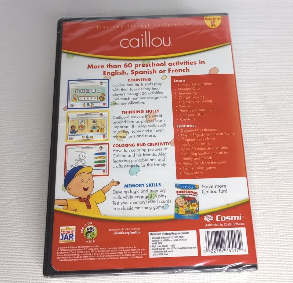 Caillou Kindergarten 60+ Activities CD-ROM 2011 Cosmi New | eBay