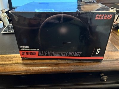 Motorcycle Half Helmet DOT Approved - FUEL - Gloss Black Size Adult ...