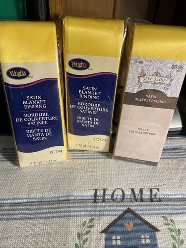 Lot Of 3 Satin Blanket Binding / Yellow ( 2 Wrights & 1-(Sew-ology ...