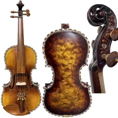 Super Violin! Carved Neck, Shell Inlay Purfling, Master sound, Bird's ...