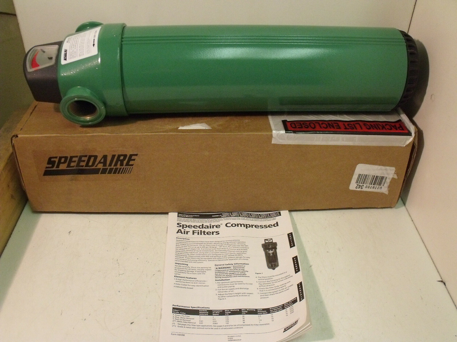 SPEEDAIRE 4GNZ1 Filter 1" NPT 147 cfm 1 micron for sale online | eBay
