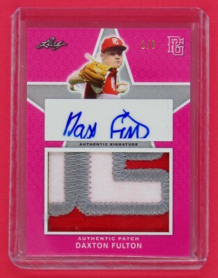 2019 Leaf Perfect Game Daxton Fulton 1/8 Autograph Pink Game Worn Patch ...