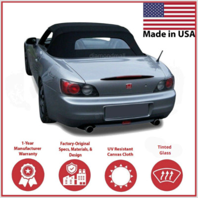 1999-01 Honda S2000 Convertible Soft Top w/DOT Glass Window, Black | eBay