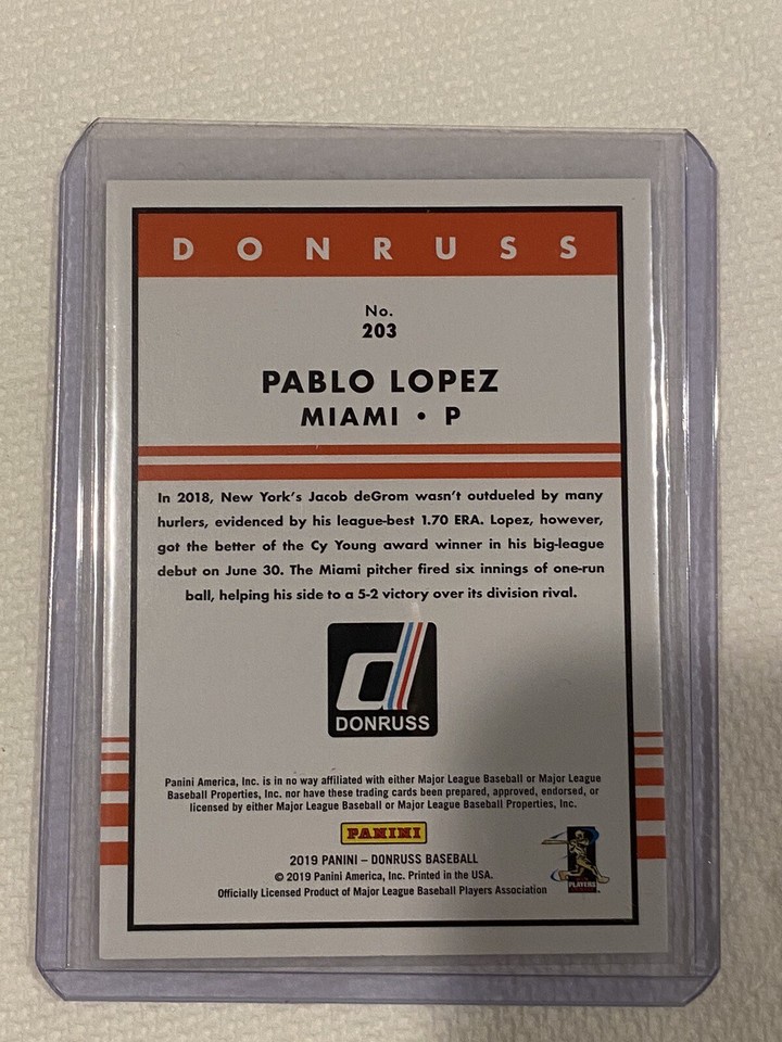 2019 Panini Donruss Pablo Lopez #203 Retro Rookie Miami Marlins | eBay