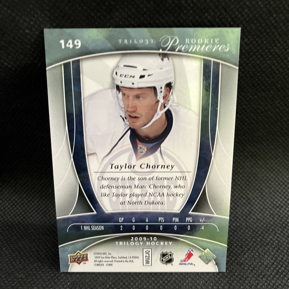 😮 2009-10 Upper Deck Trilogy Oilers Hockey Card #149 Taylor Chorney RC ...