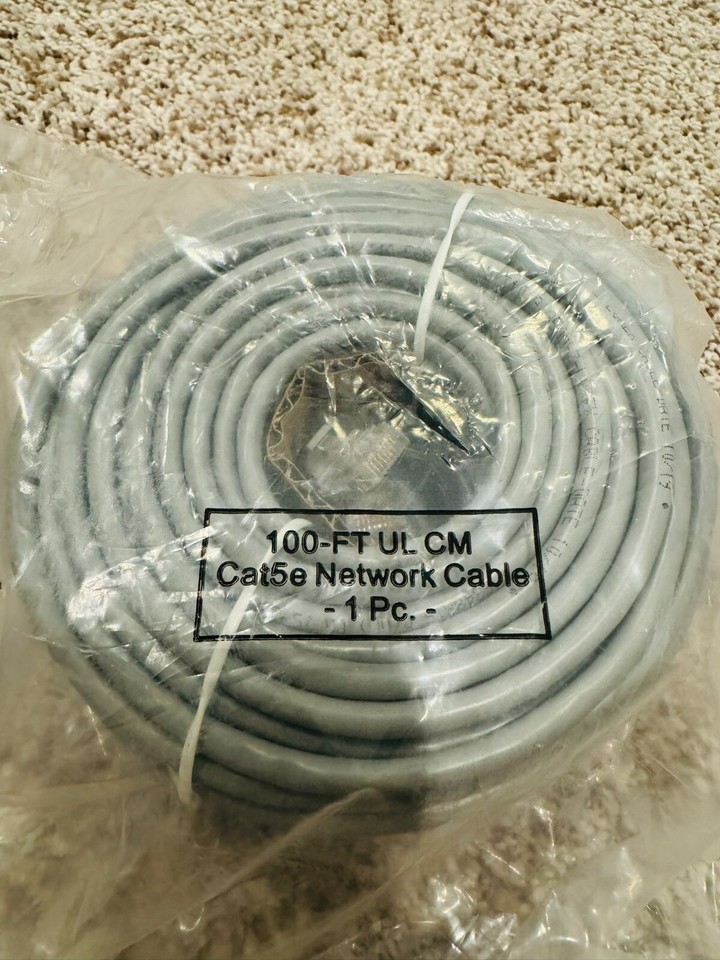 Ethernet Network Cable GRAY, 100 FT, UL CM U/UTP CAT5E-4P AWG24 | eBay