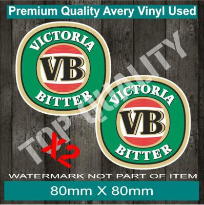 VB BEER DECAL STICKER X2 BAR FRIDGE COOL MAN CAVE SHED CAR TRUCK RIG ...