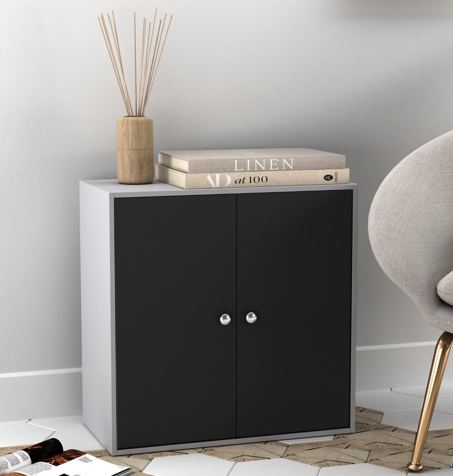 2 Tier Wooden Storage Cabinet Side Furniture Cupboard Bedroom Hallway ...