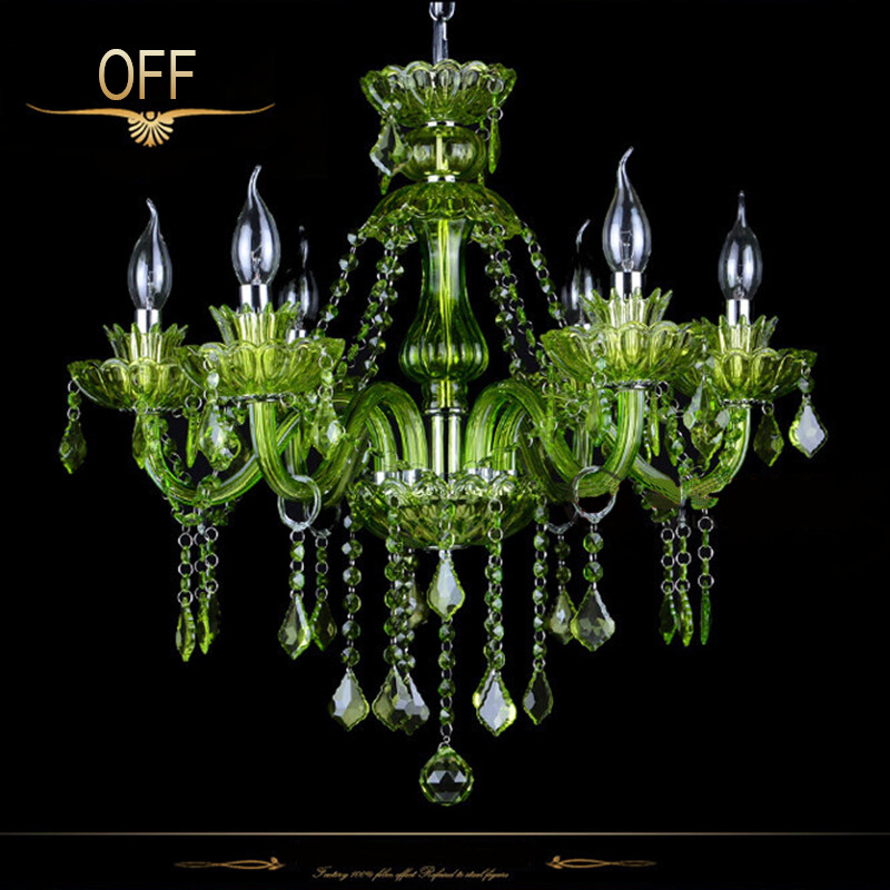 LED Crystal Green Chandelier Living Room Ceiling Light Fixture Pendant ...
