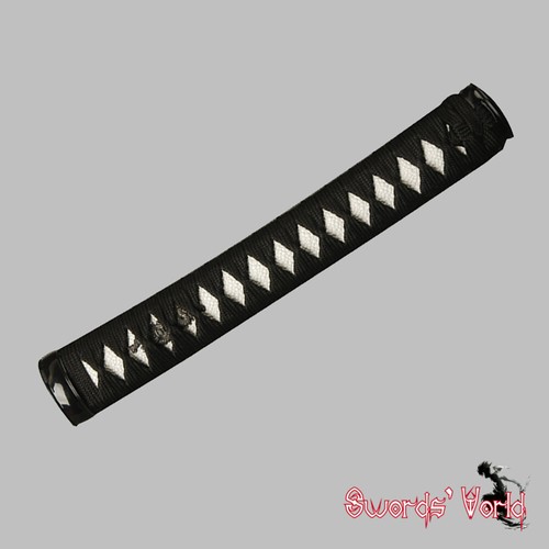 Japanese Katana Tsuka With Black Silk Cord White Rayskin Alloy Kashira ...