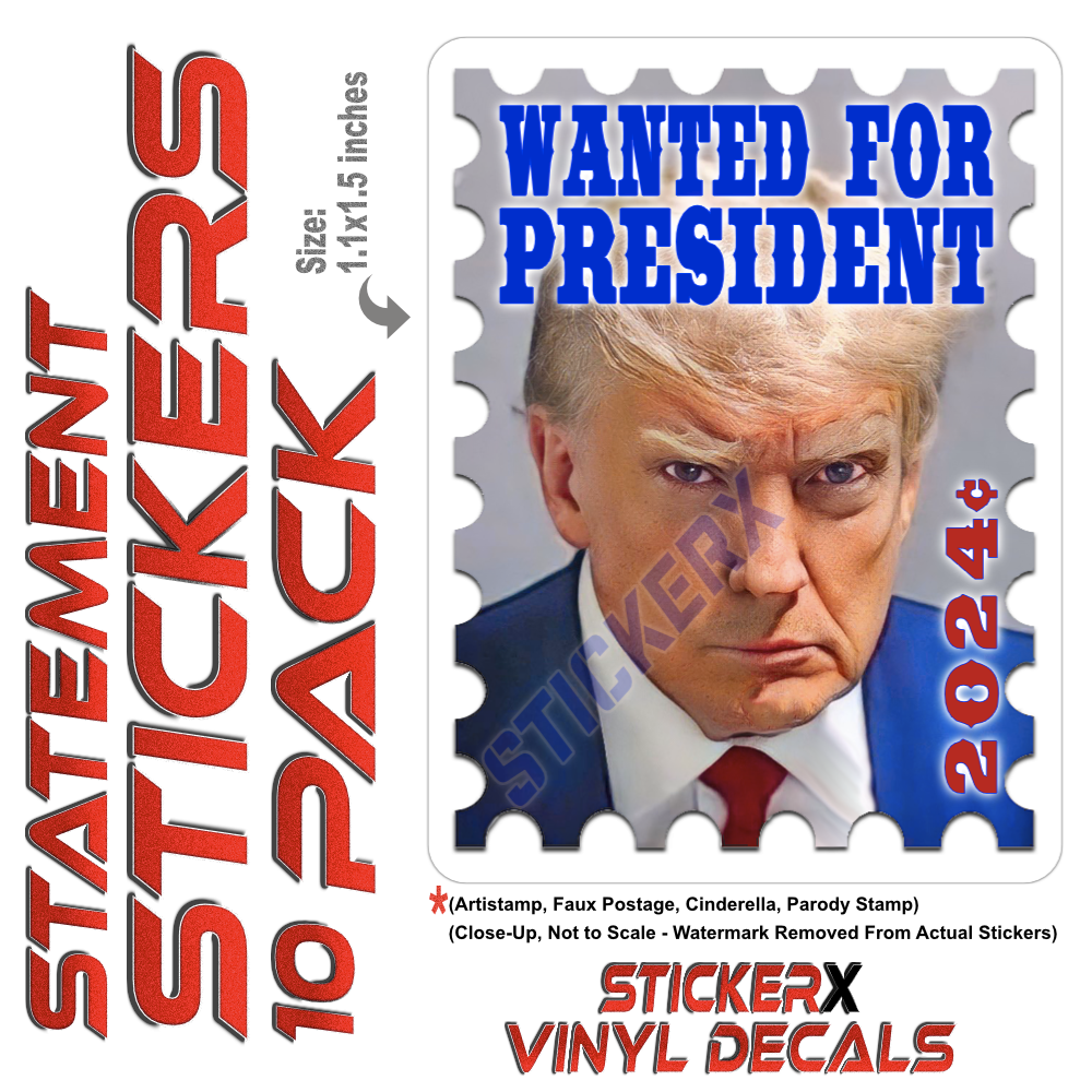Trump Mug Shot Wanted For President Stamps - Vinyl Stickers 10 Pack ...