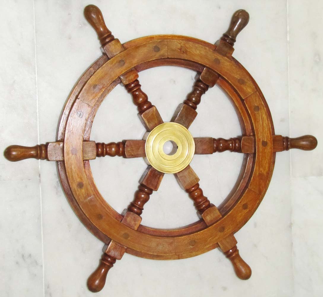 Nautical Decoration Rudder Wall Hanging Wood Collectible Boat Ship ...