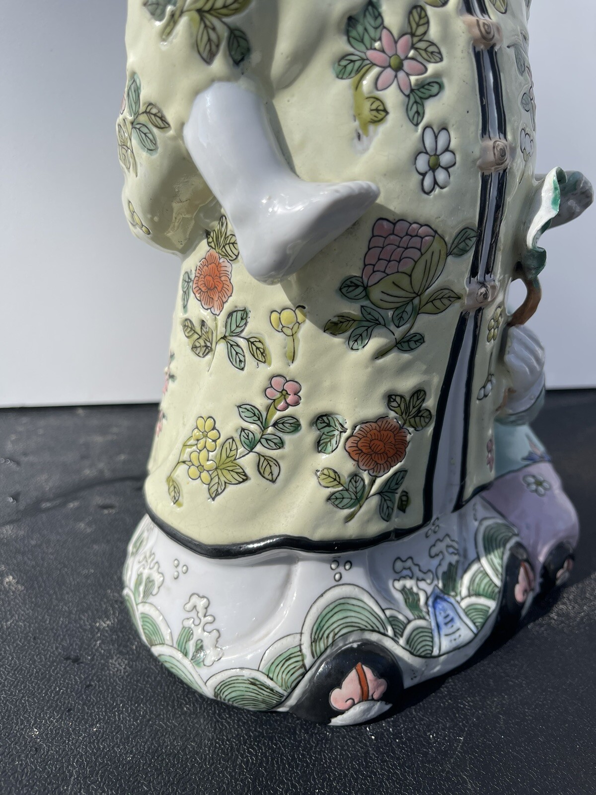 Large Hand Painted Porcelain Figurine Chinese Man with Two Children | eBay