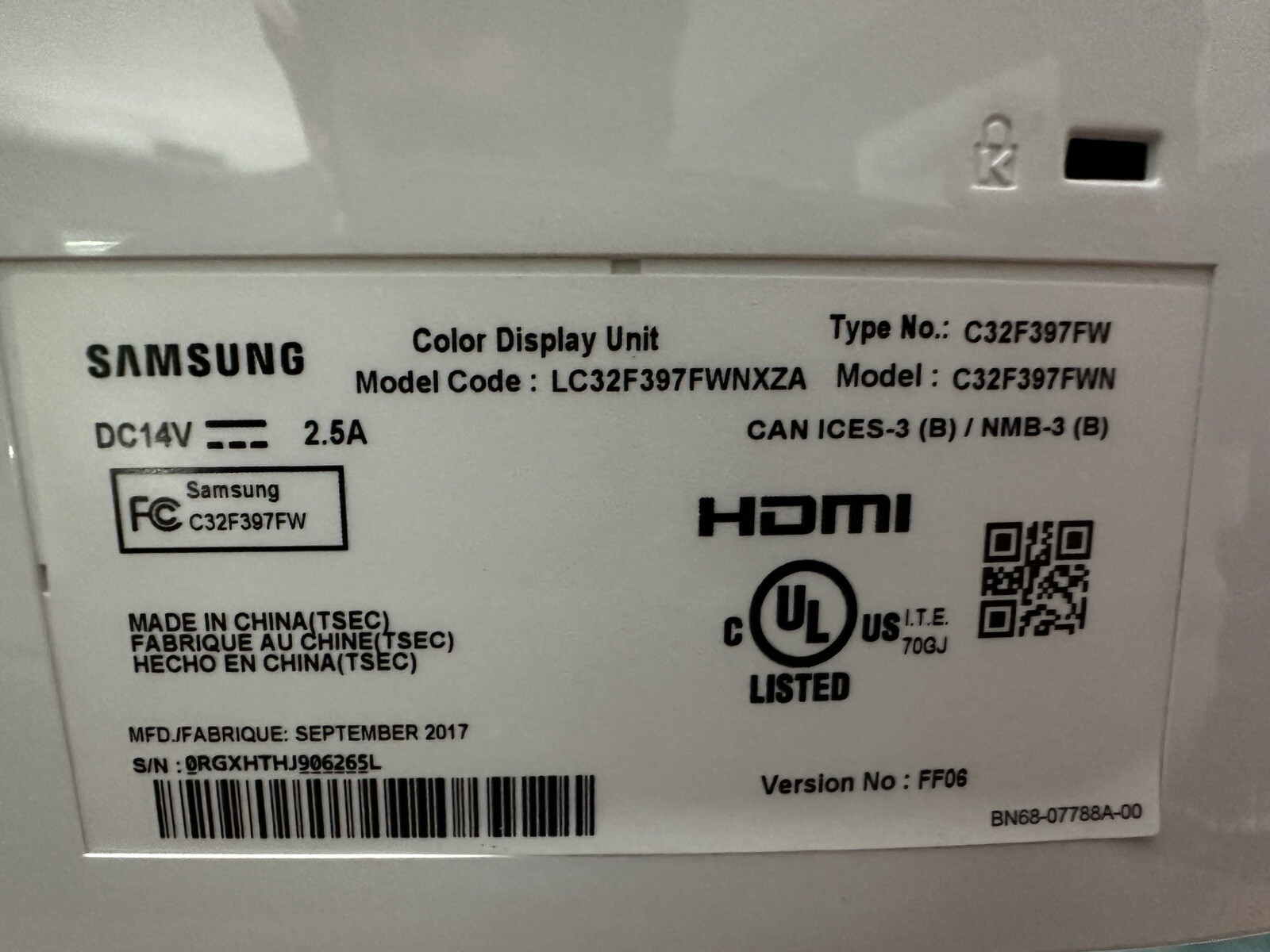 Samsung CF39 Series C32F397FWN 32 inch Widescreen TFT Monitor for sale ...