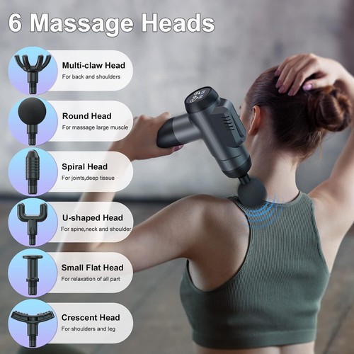 Massage Gun, Muscle, Deep Tissue Massager LCD Touch Screen, Handheld ...