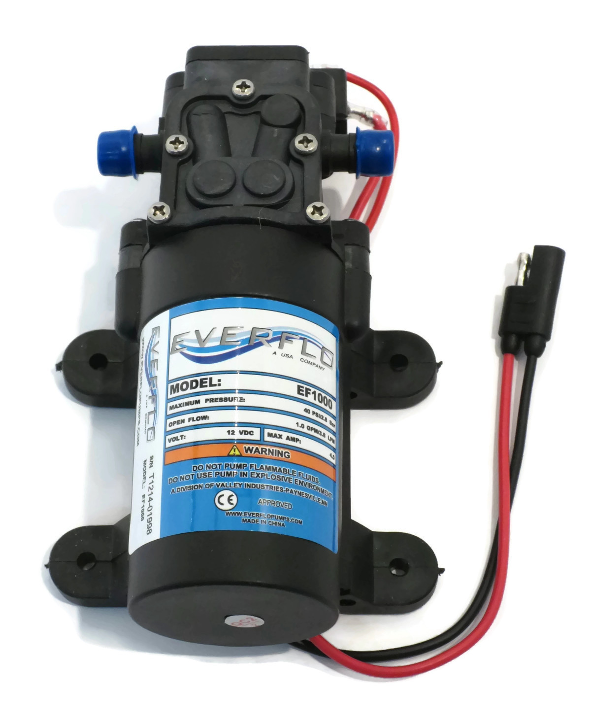 (2) EVERFLO EF1000 12 Volt 1.0 GPM Diaphragm Water Pump 40psi Sprayer ...