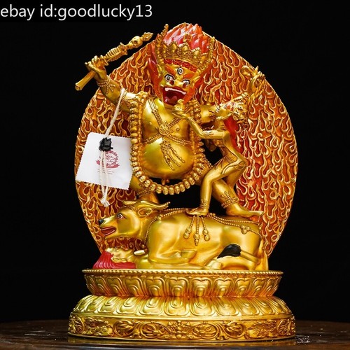 25cm Refined copper Hand-carving Gilding Yamaraja Yama buddha statue ...