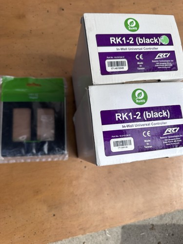 RTI RK1-2, In-Wall 2-Button Keypad Controller, Black, extra labels. lot ...