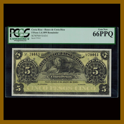 Costa Rica 5 Pesos, 1899 P-163r1 PCGS 66 PPQ | eBay