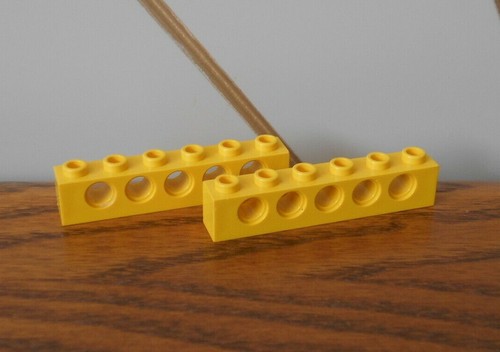 YELLOW 6x1 1x6 modified brick with 5 holes genuine LEGO Vintage Technic ...