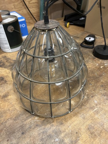 Blown Glass Wire Cage Pendant Light Fixture / Chandelier | eBay