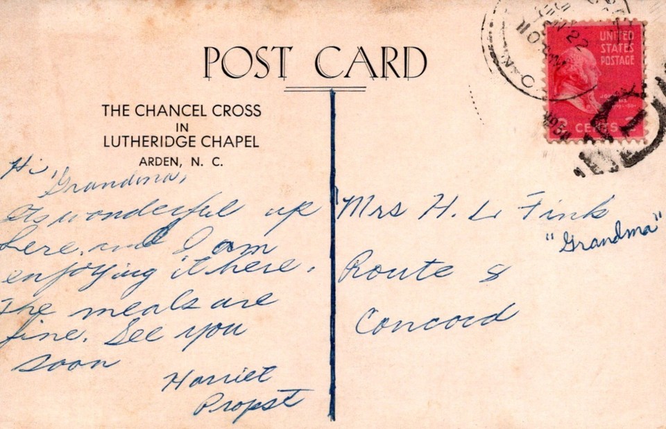 Arden North Carolina Chancel Cross in Lutheridge Chapel Postcard | eBay