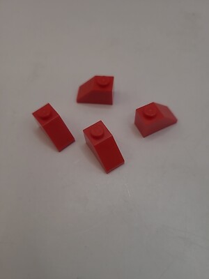 4 LEGO Medium Red 2x1 Slope 3040 1x2 roof tile city 45° angle | eBay